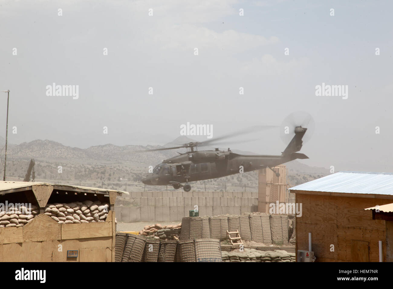 An UH-60 Black Hawk takes off from Combat Outpost Narizah, Khowst ...