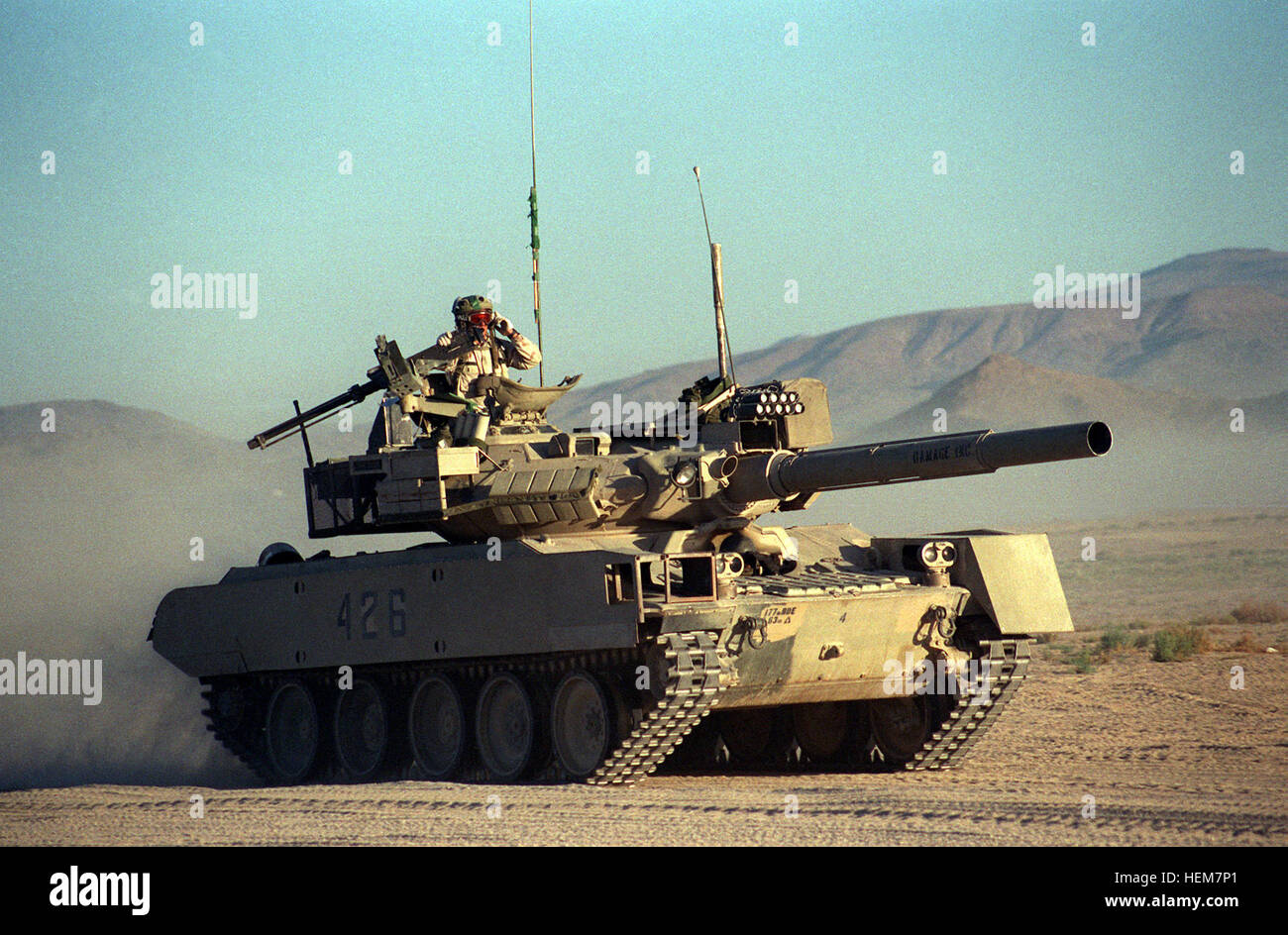 Sheridan tank visually modified to represent an opposing forces tank, T ...