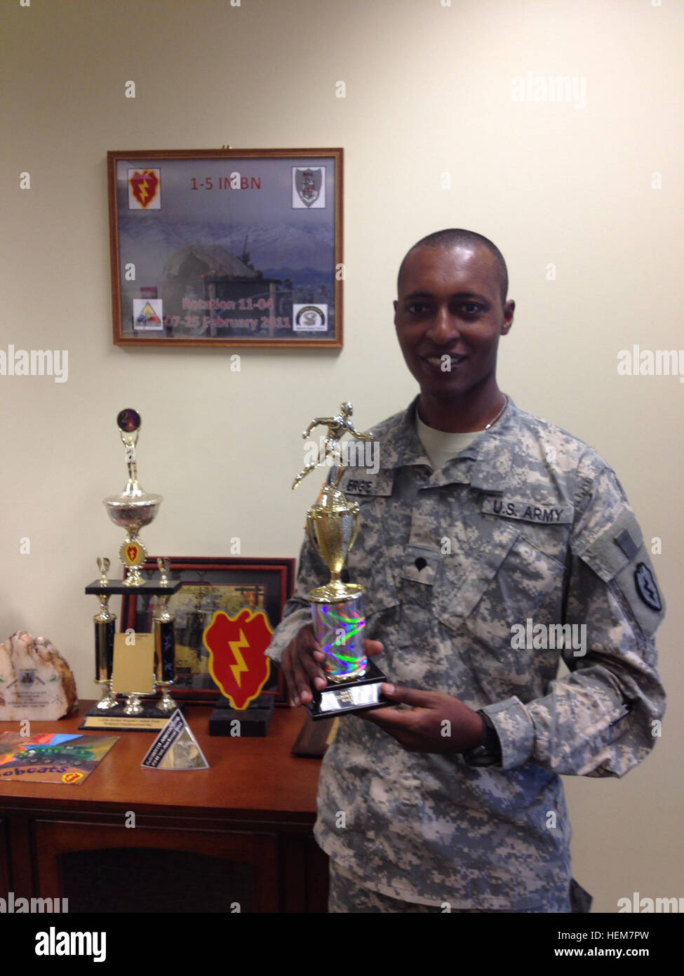 Spc. Deme Ergie, a combat medic with 1st Battalion, 5th Infantry ...