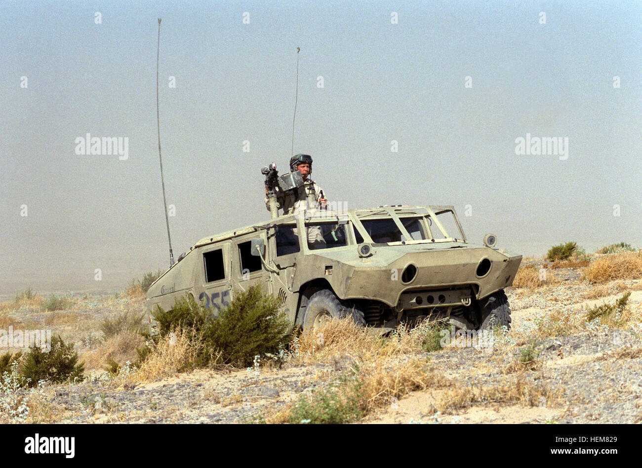 First Lieutenant Eziezynski from the 177th Armoured Brigade waits in a ...