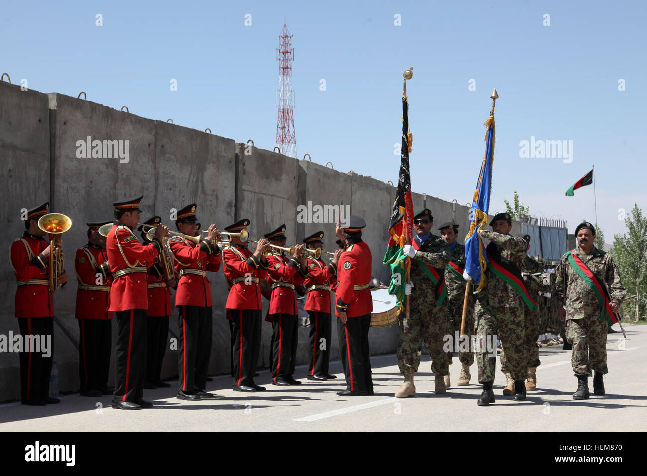 An Afghan National Army (ANA) band and color guard, assigned to the ...