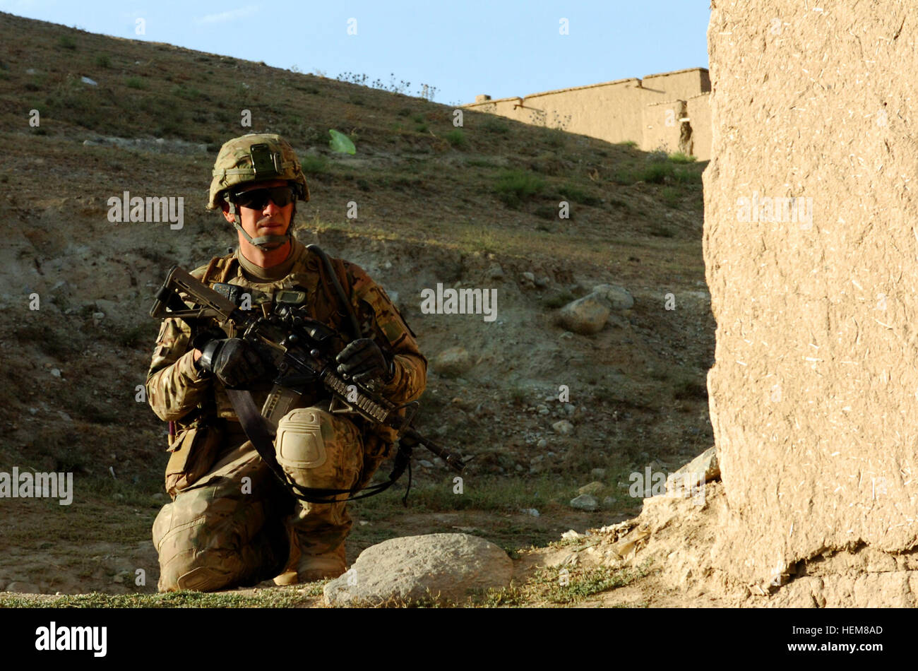 U.S. Army Sgt. Jordan Cascio pulls security during a patrol near the ...