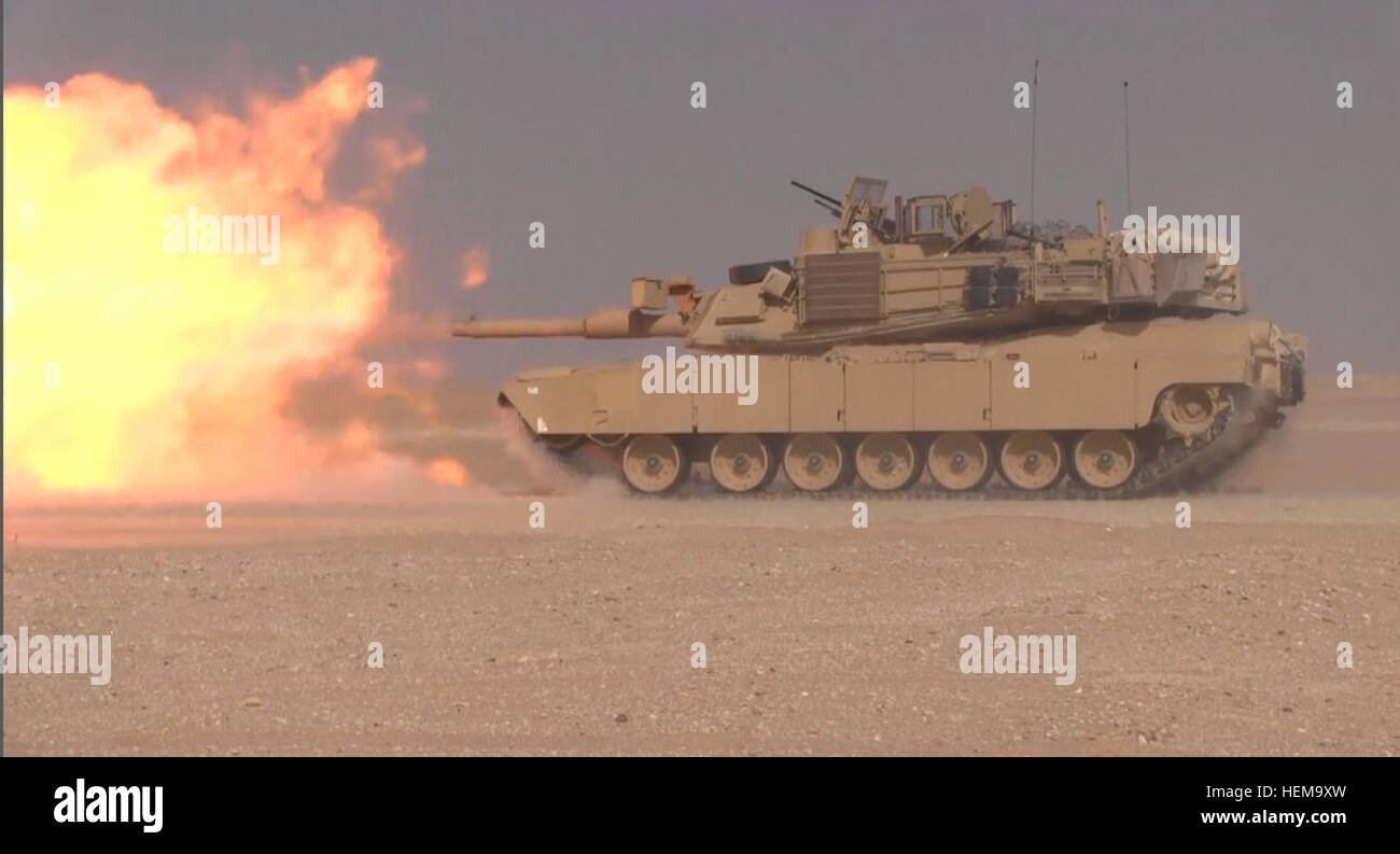 An M1A2 System Enhancement Package V2 Abrams Main Battle Tank fires its ...