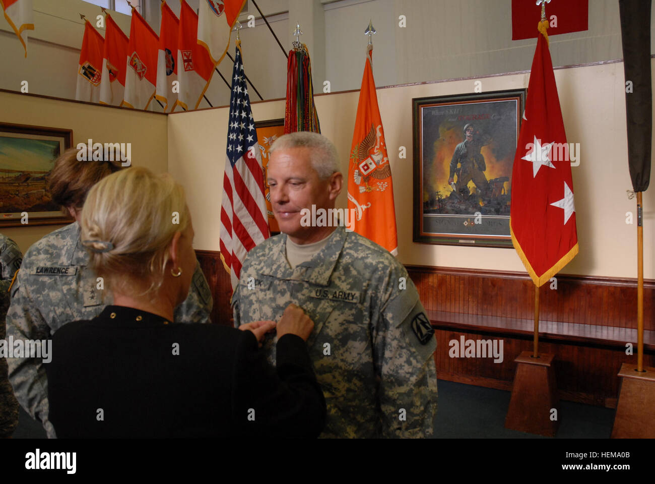 Maj. Gen. Lawrence Wayne Brock III's wife, Melinda, pins on his major ...