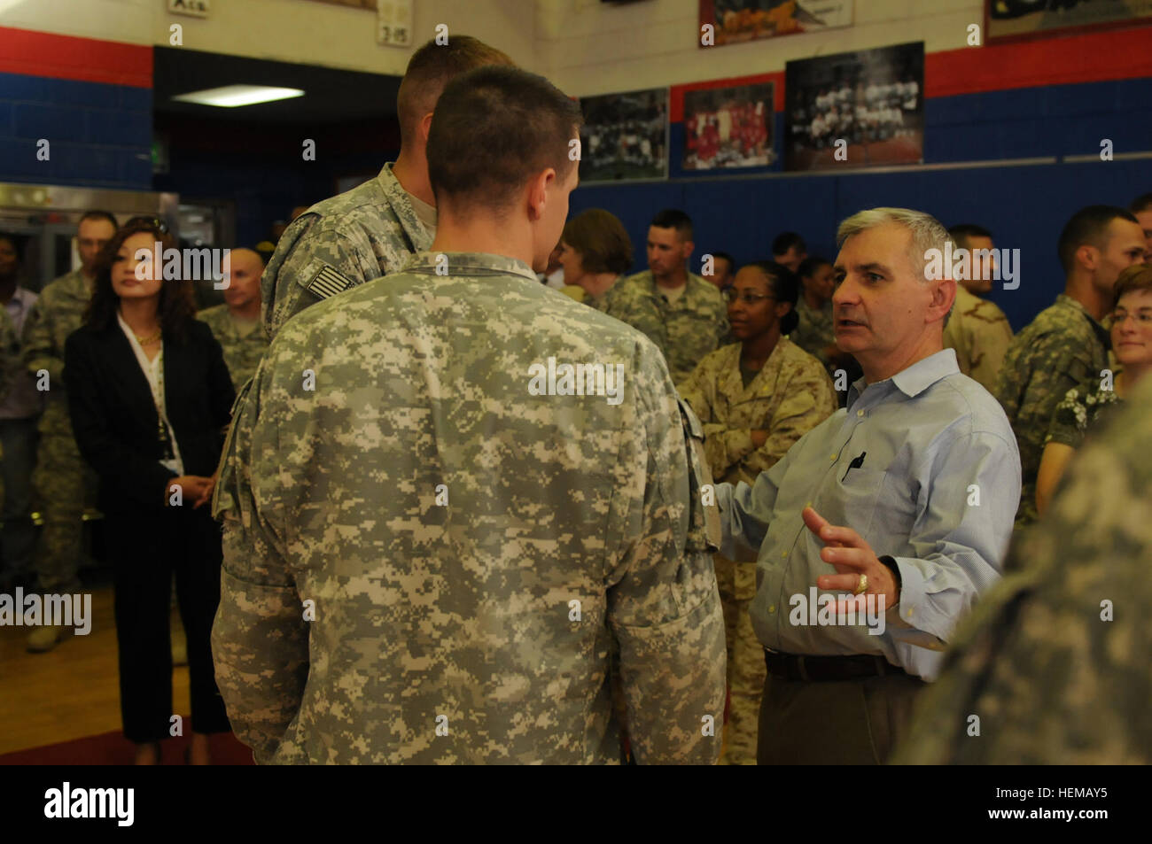 Sen. Jack Reed greets Soldiers at Camp Arifjan during his visit along ...