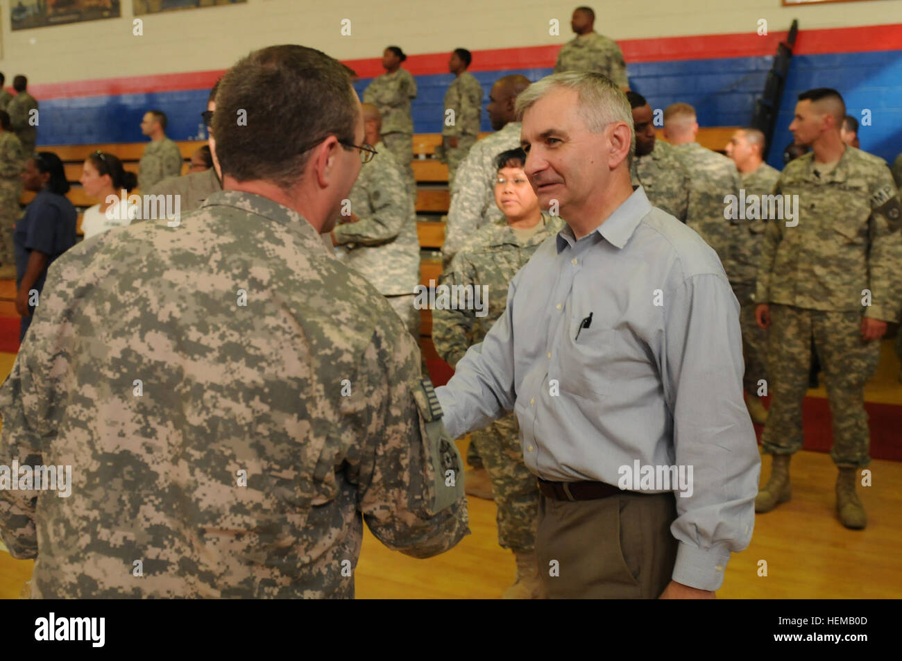 Sen. Jack Reed greets Soldiers at Camp Arifjan during his visit along ...