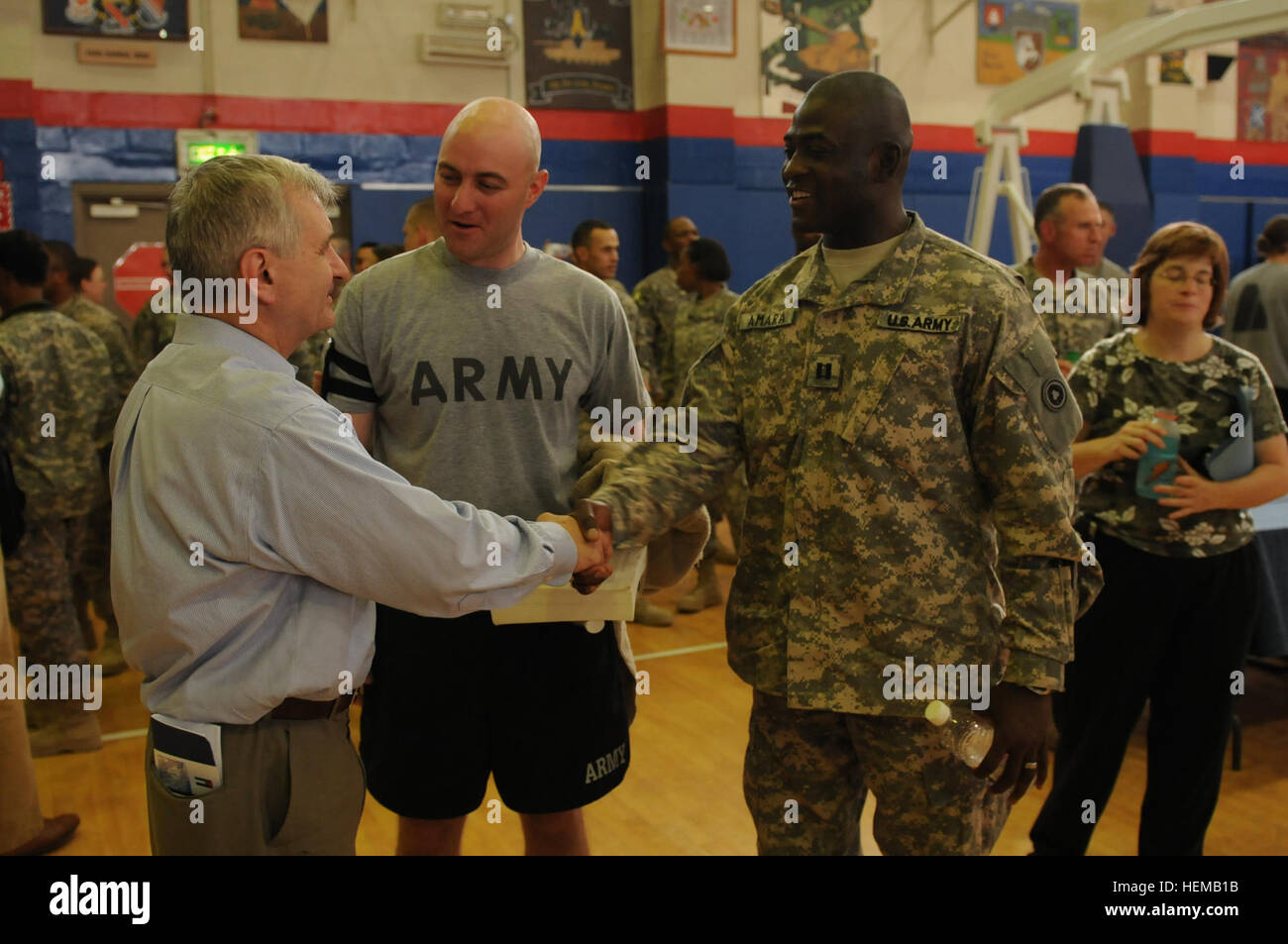 Sen. Jack Reed greets Soldiers at Camp Arifjan during his visit along ...