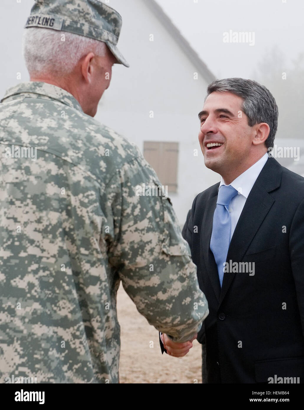U.S. Army Europe Commanding General, Lt. Gen. Mark Hertling, greets the ...