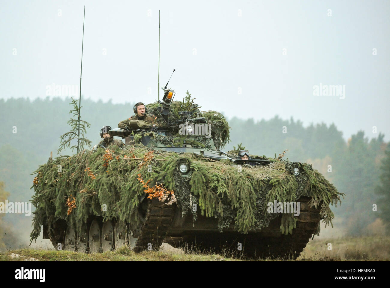 German Army Soldiers in a Marder infantry fighting vehicle scan the ...