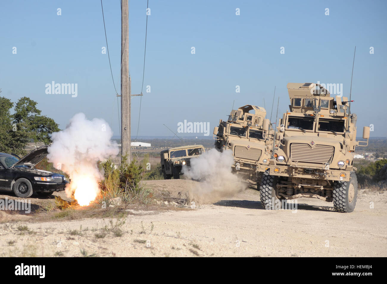 A convoy of Army Reserve Soldiers in Mine-Resistant Ambush-Protected ...