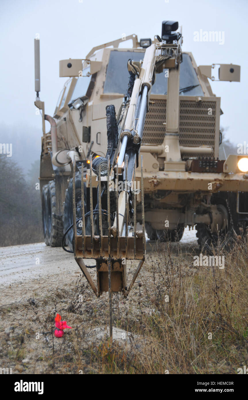 A U.S. Army Buffalo mine-protected vehicle assigned to the 370th ...
