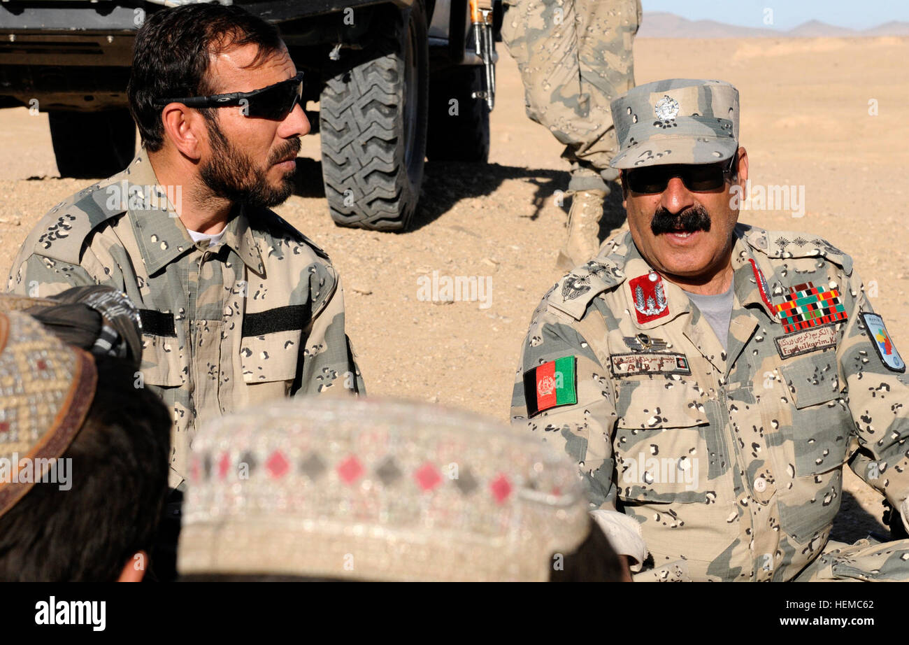 From left, Afghan Border Police (ABP) Maj. Asmatulla Safi, an ...