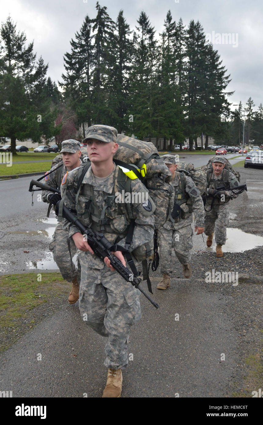 Soldiers from the 3rd Squadron, 38th Cavalry Regiment, finish an eight ...