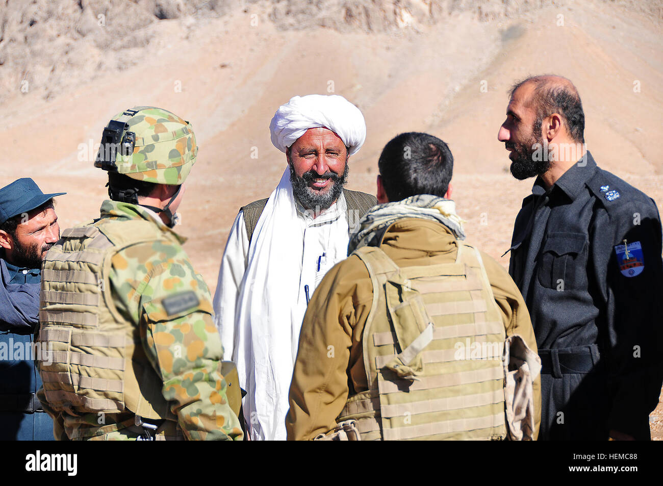 Australian Col. Simon Stuart, commander Combined Team Uruzgan, and Afghan National Police Brig ...