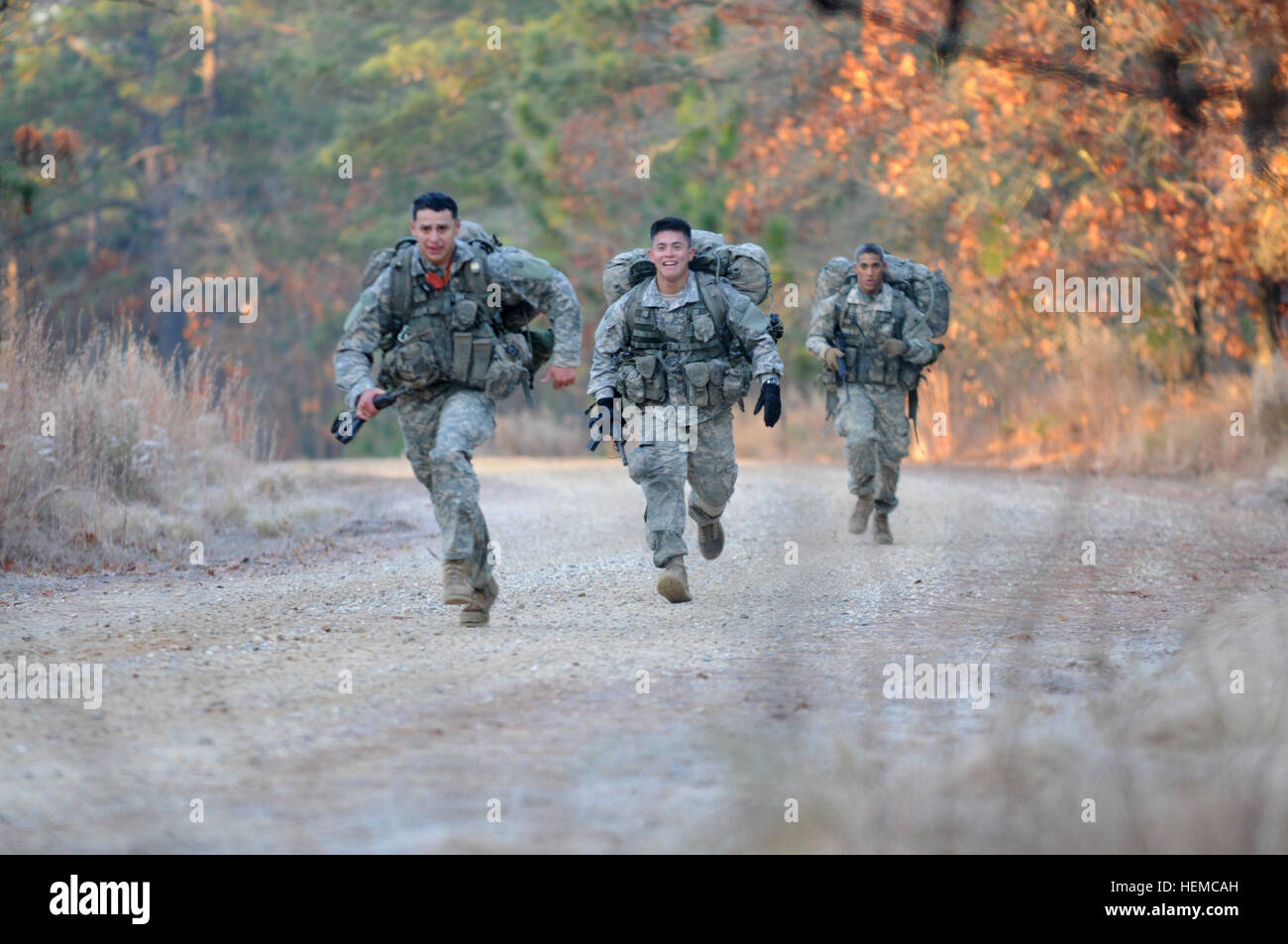 Spc Jose Ramos center Races A Fellow Paratrooper For The Finish Line Of A 12 mile Ruck March 