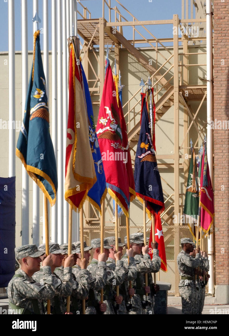 The color guard displays unit colors during the Memorial Day ceremony ...