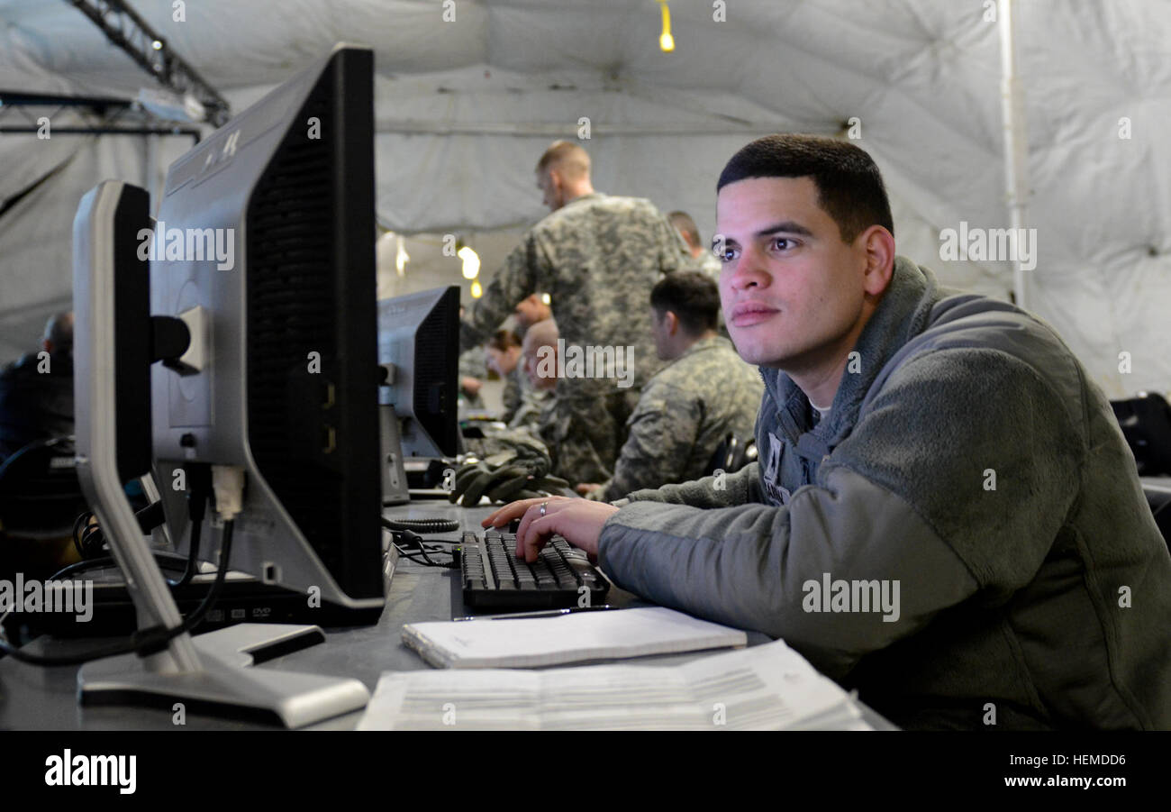 A U.S. Army radio telephone operator with Headquarters and Headquarters ...