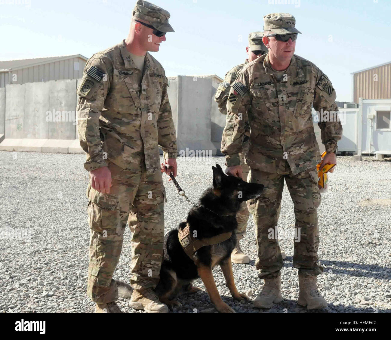 U.S. Army Maj. Gen. Robert Abrams, right, the commanding general of the ...