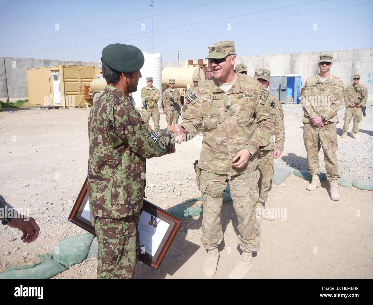 U.S. Army Lt. Col. Jack Ritter, right, the commander of the 120th ...