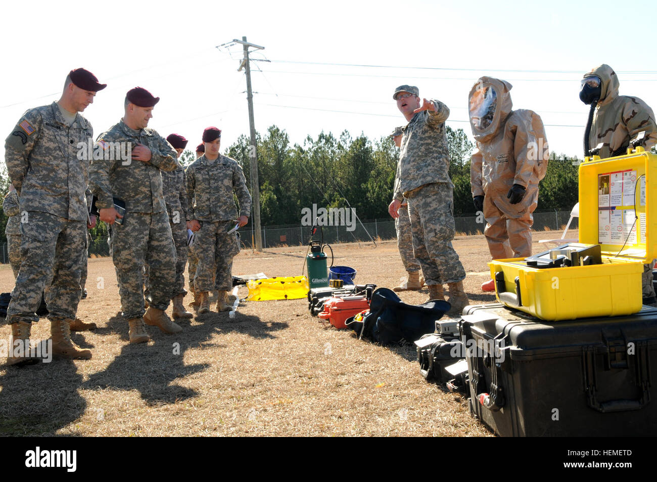 A U.S. Soldier assigned to the 20th Support Command demonstrates the ...