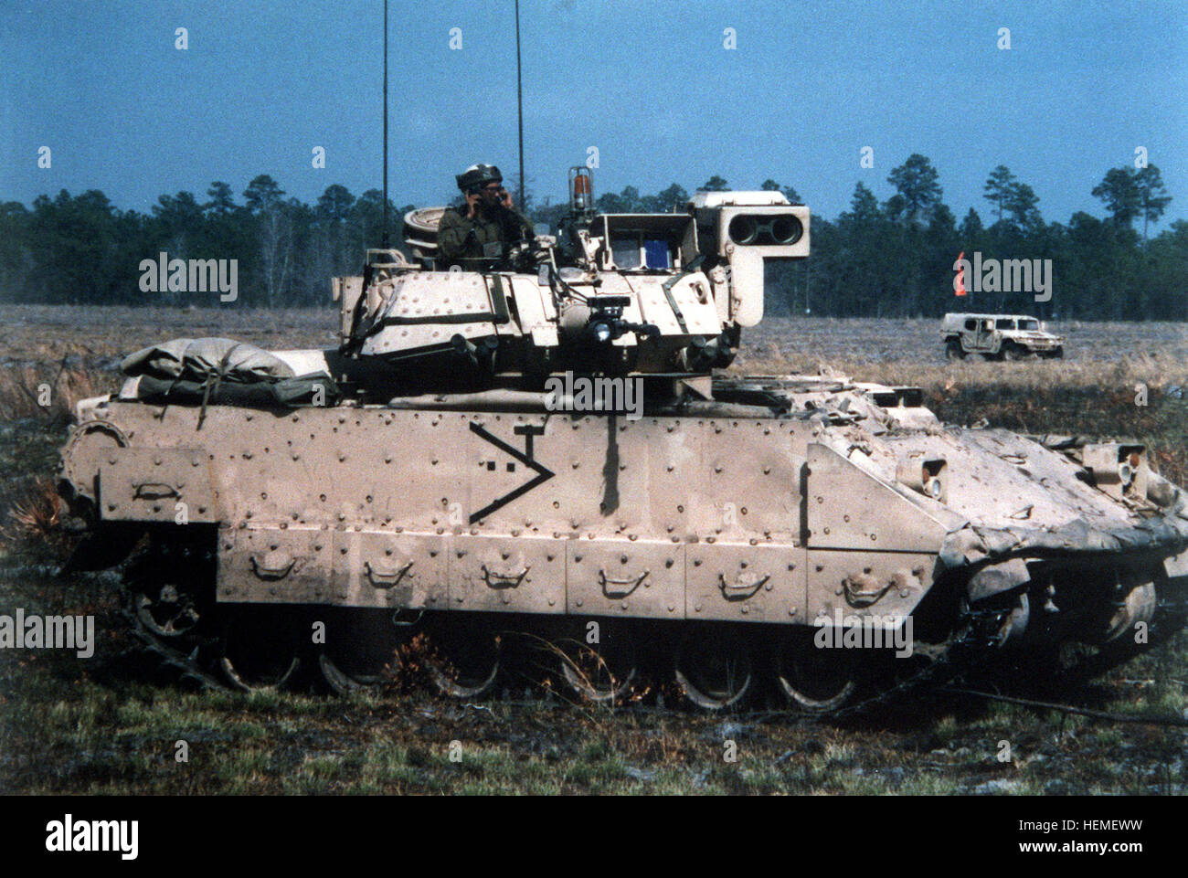 A 3/4 right front close in view of an M2A2 Bradley Infantry Fighting ...