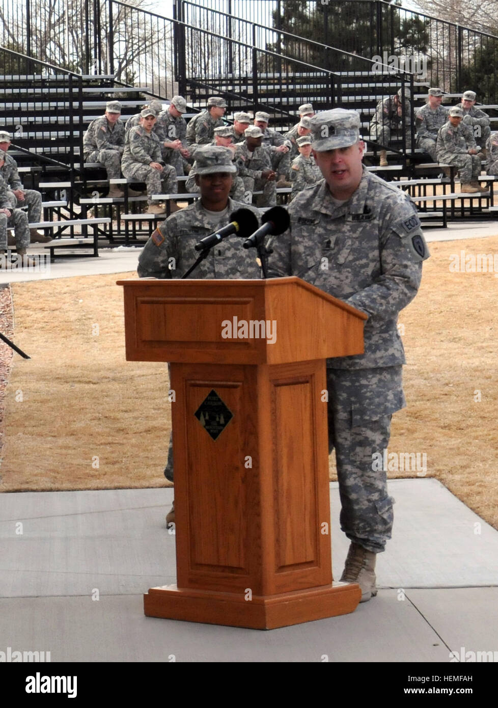 U.S. Army Sgt. Maj. Matthew Boehme, incoming command senior enlisted adviser, 71st Ordnance ...