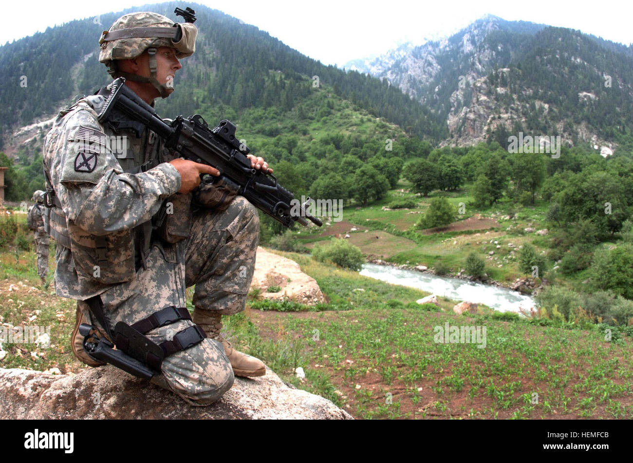 A U.S. Army soldier provides security during a medical civil action ...