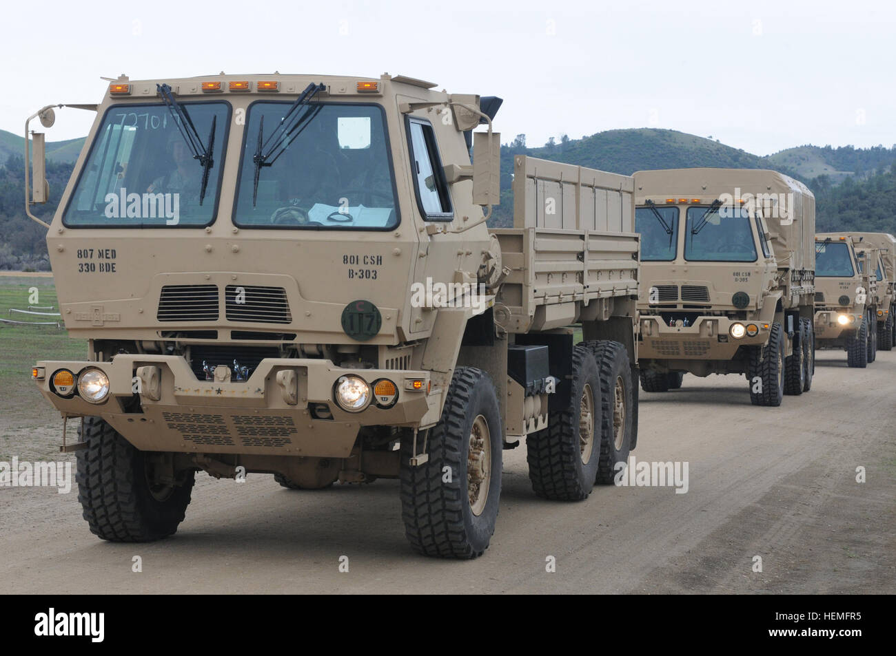 Light medium tactical vehicles assigned to the 807th Medical Brigade ...