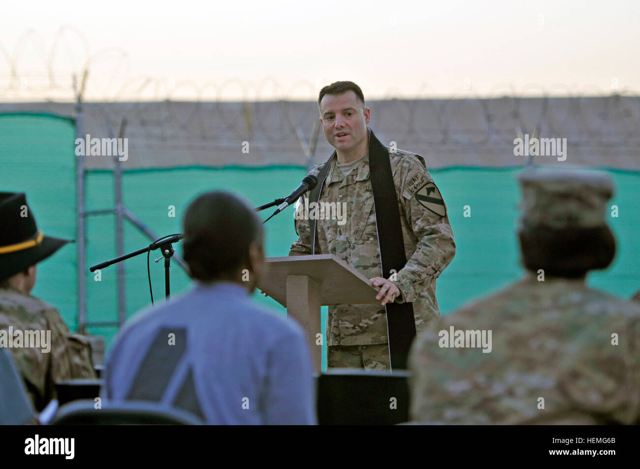 U.S. Army Maj. Steve Prost, center, speaks to Soldiers and civilians ...