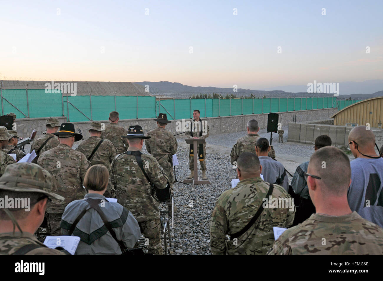 U.S. Army Maj. Steve Prost, center, speaks to Soldiers and civilians ...