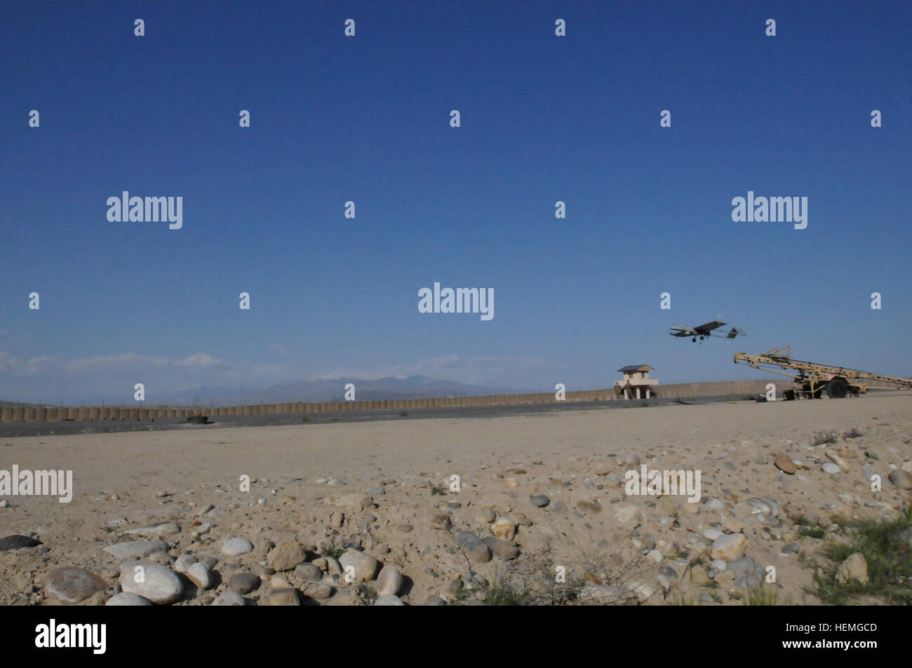 A RQ-7B Shadow unmanned aerial vehicle launches from a pneumatic ...
