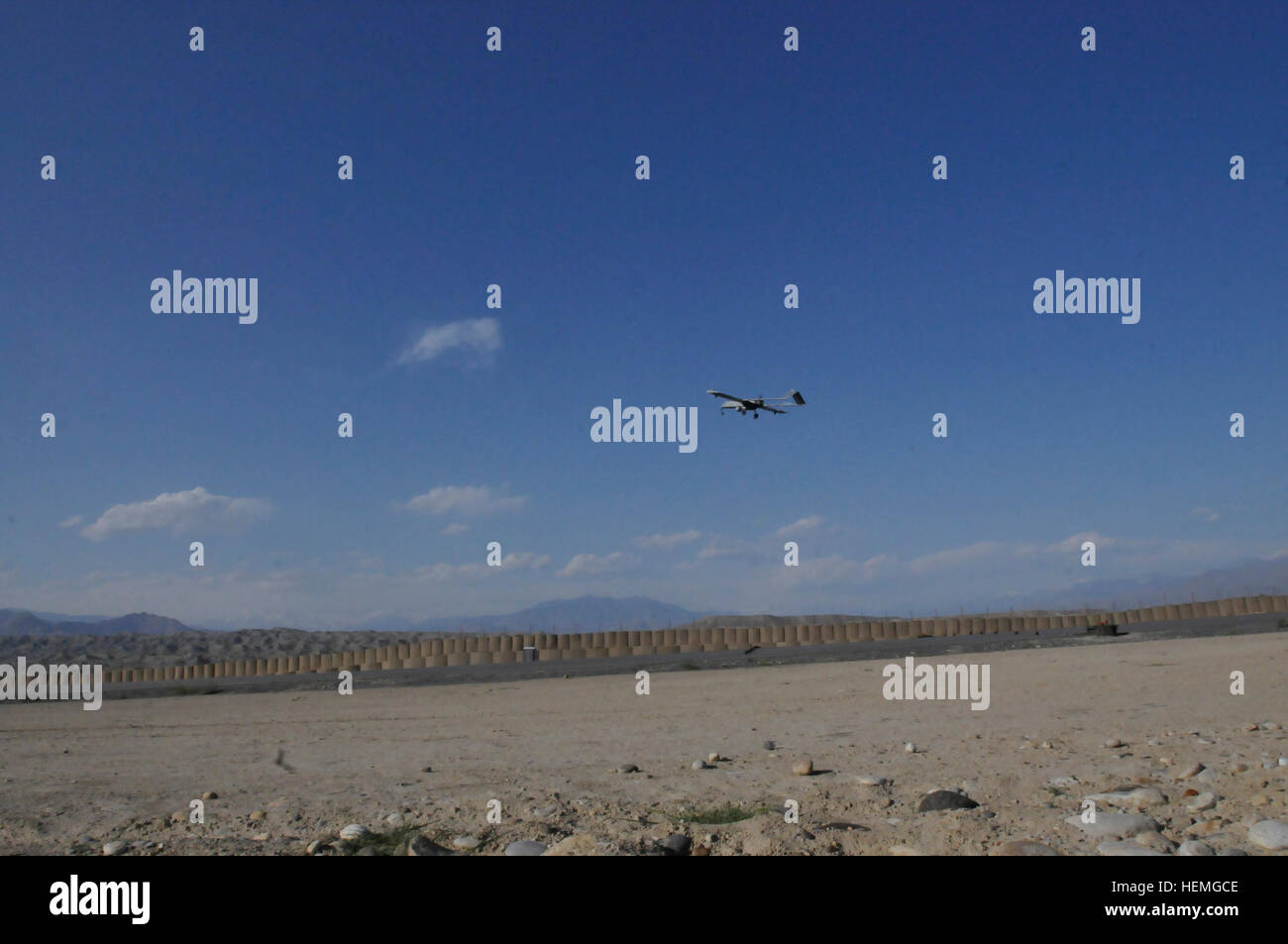 A RQ-7B Shadow unmanned aerial vehicle launches into the sky from the ...
