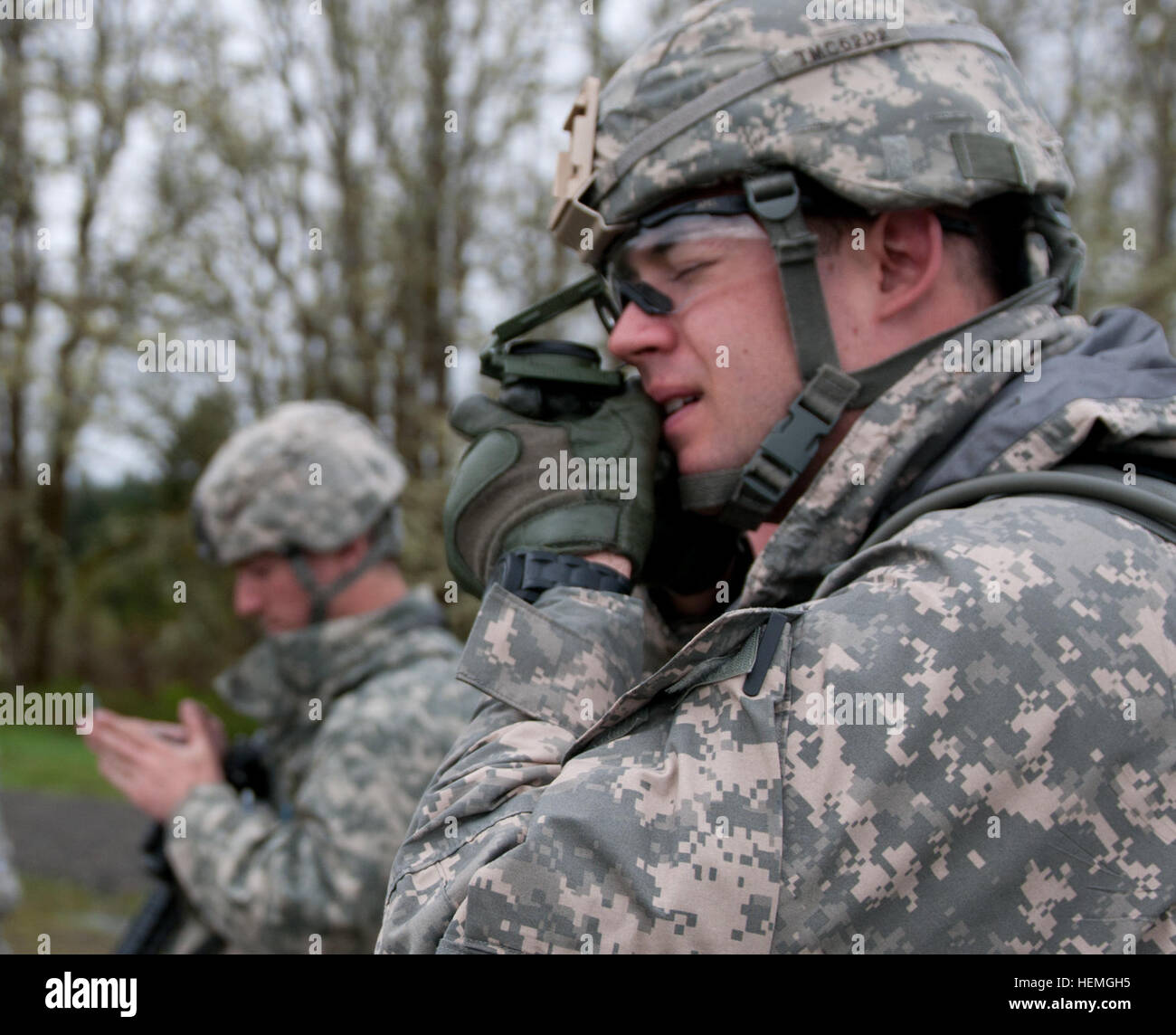 U.S. Soldiers determine an azimuth before participating in a daytime ...