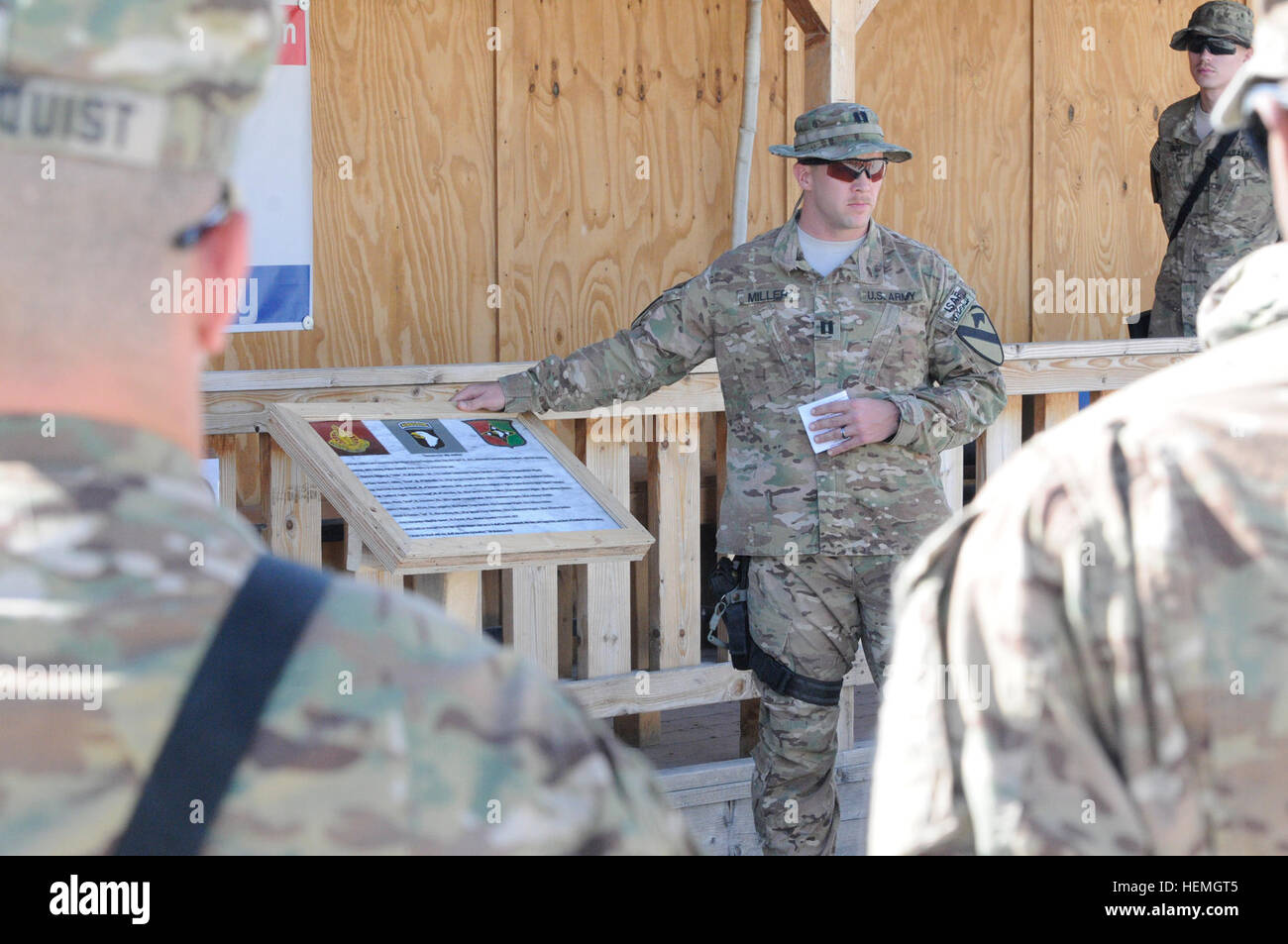 U.S. Army Capt. Michael Miller speaks to Soldiers and civilians ...