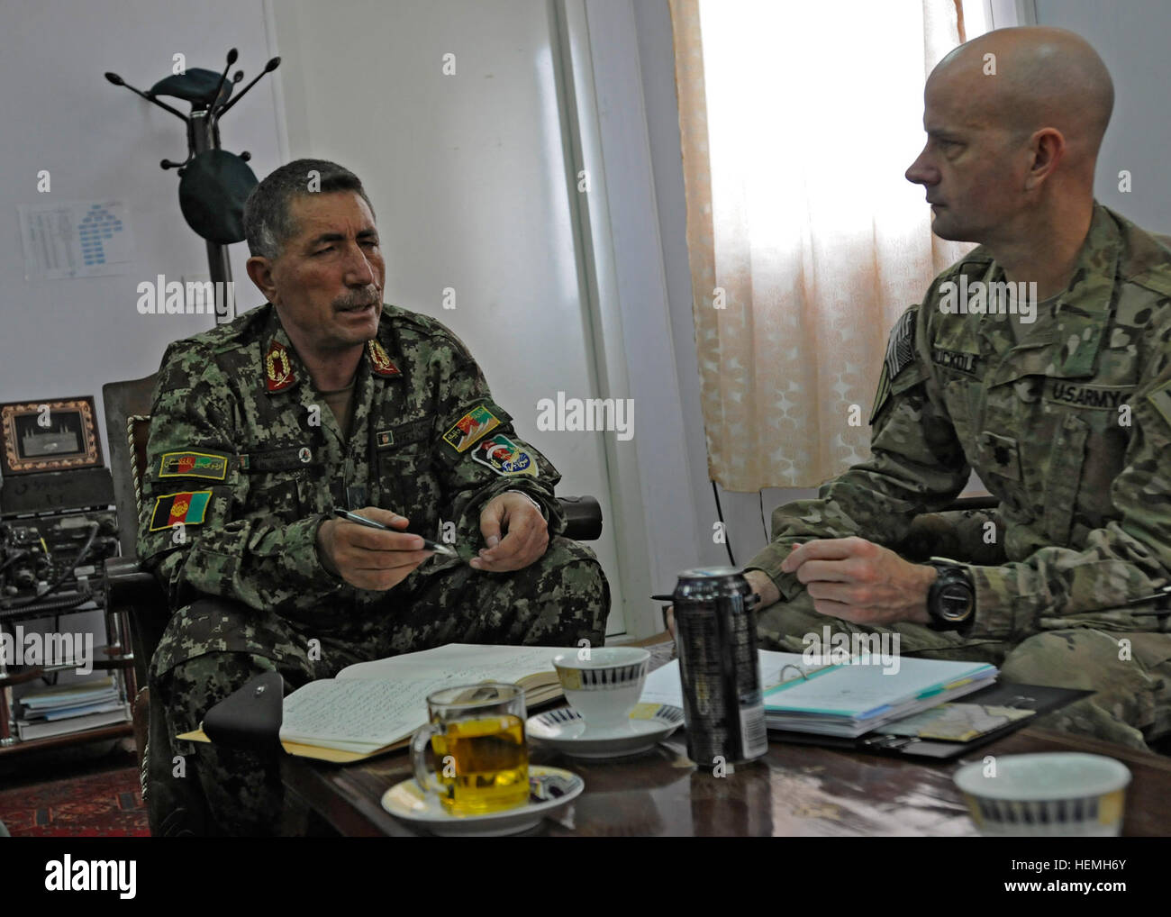 U.S. Army Lt. Col. William Nuckols, right, with the 4th Brigade Combat ...