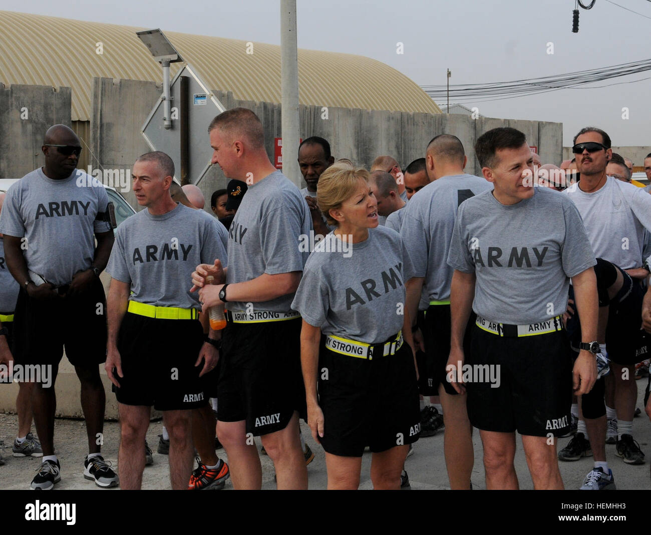 U.S. Army Reserve troops and command team gather for a 5K road race at ...