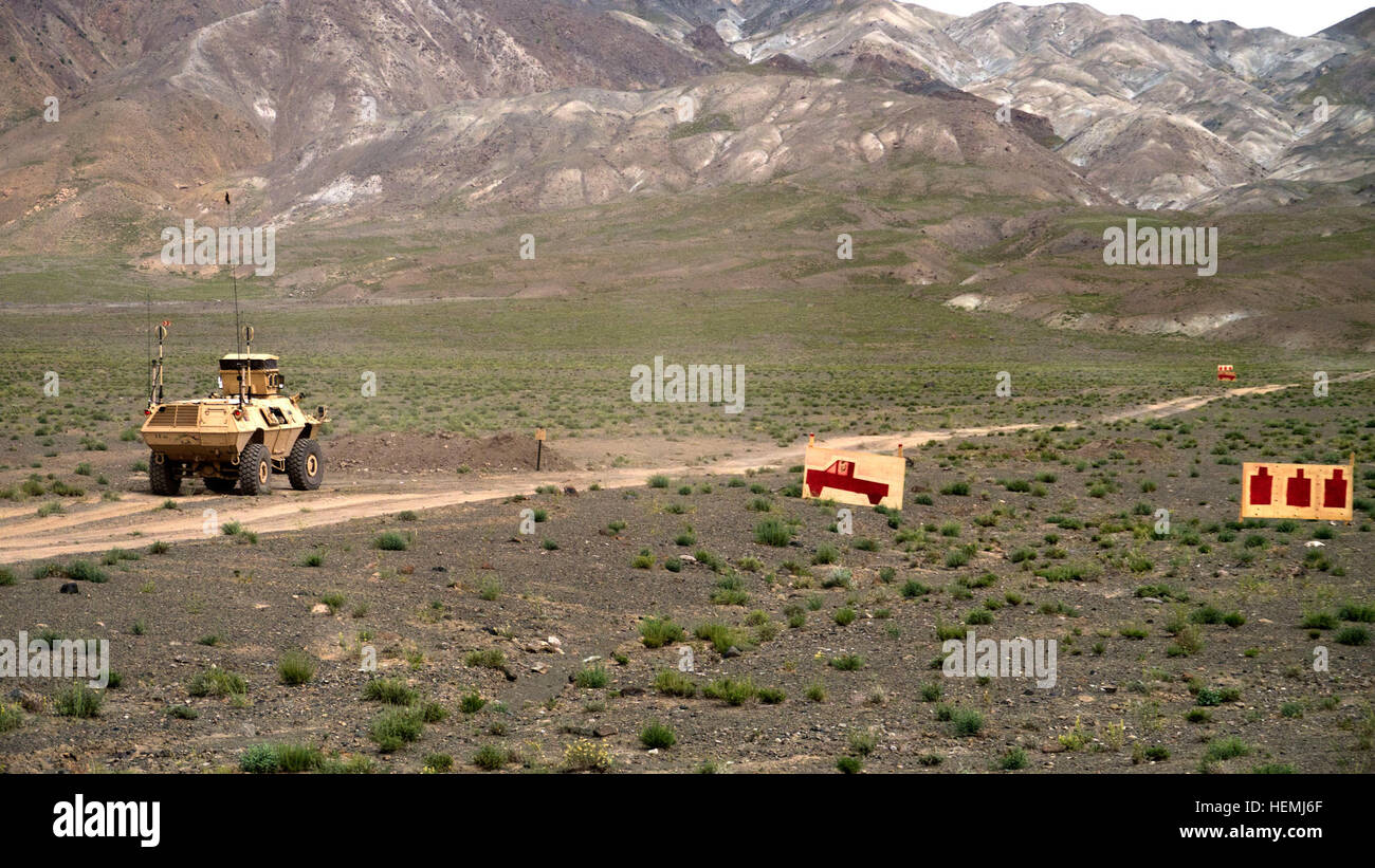 An Afghan Armored Security Vehicle shoots at targets during a gunnery ...