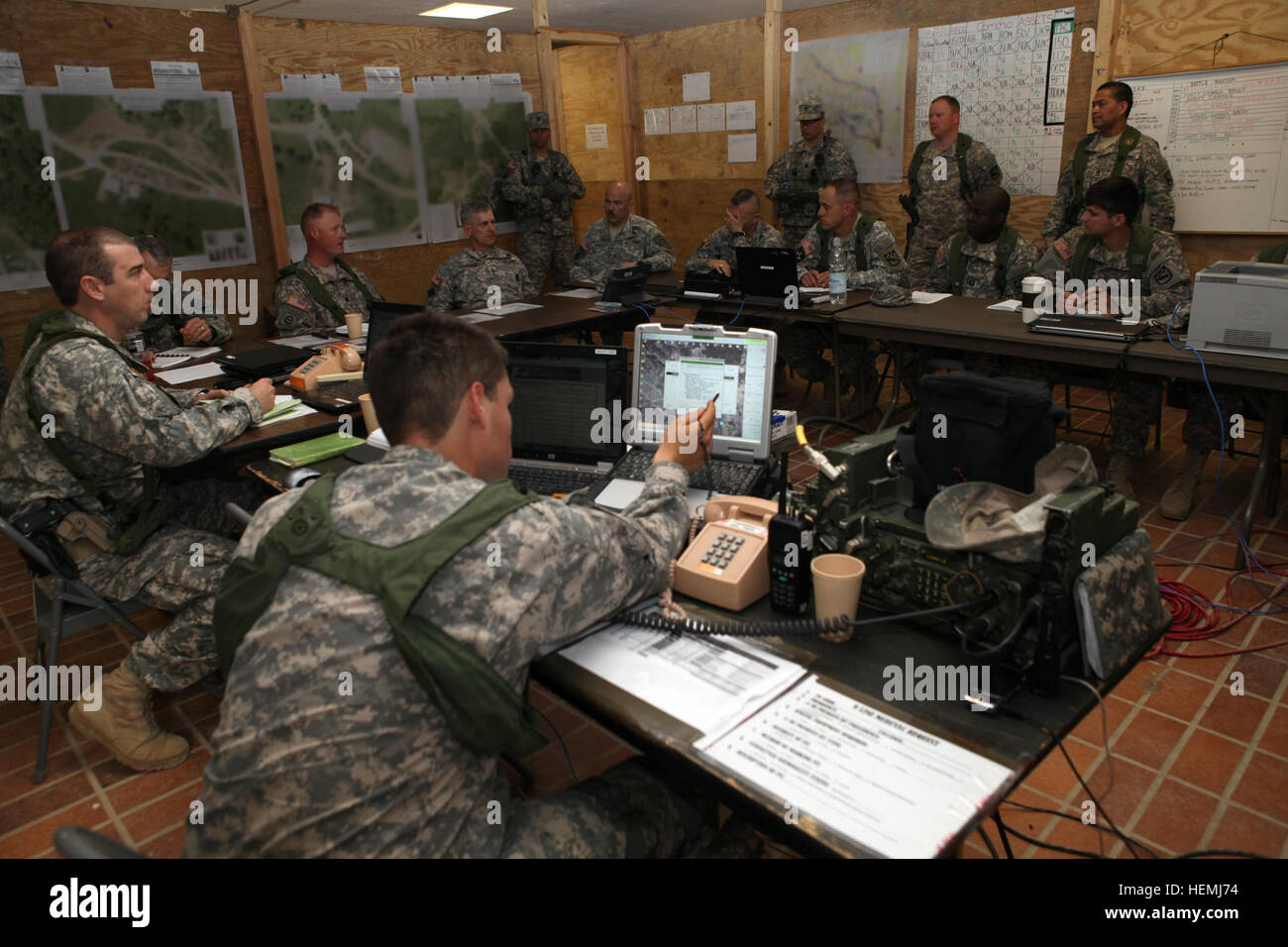 U.S. Army Soldiers conducts a commanders brief to Lt. Gen. Donald M ...