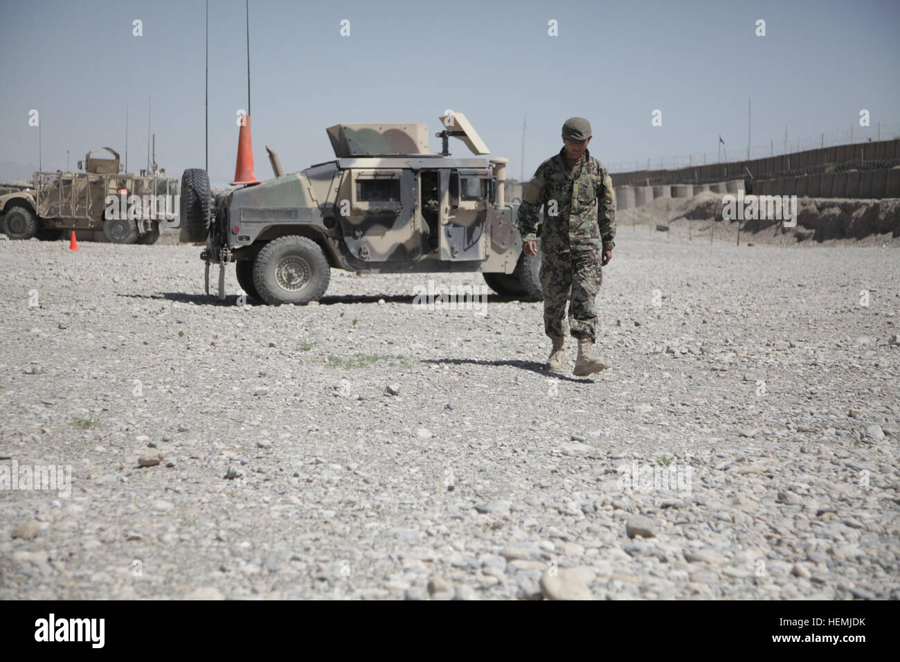 Afghan National Army soldier practices conducting five and 25 meter ...