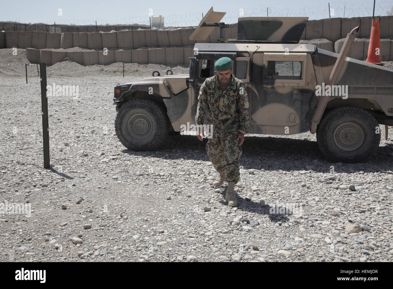 An Afghan National Army soldier practices conducting five and 25 meter ...