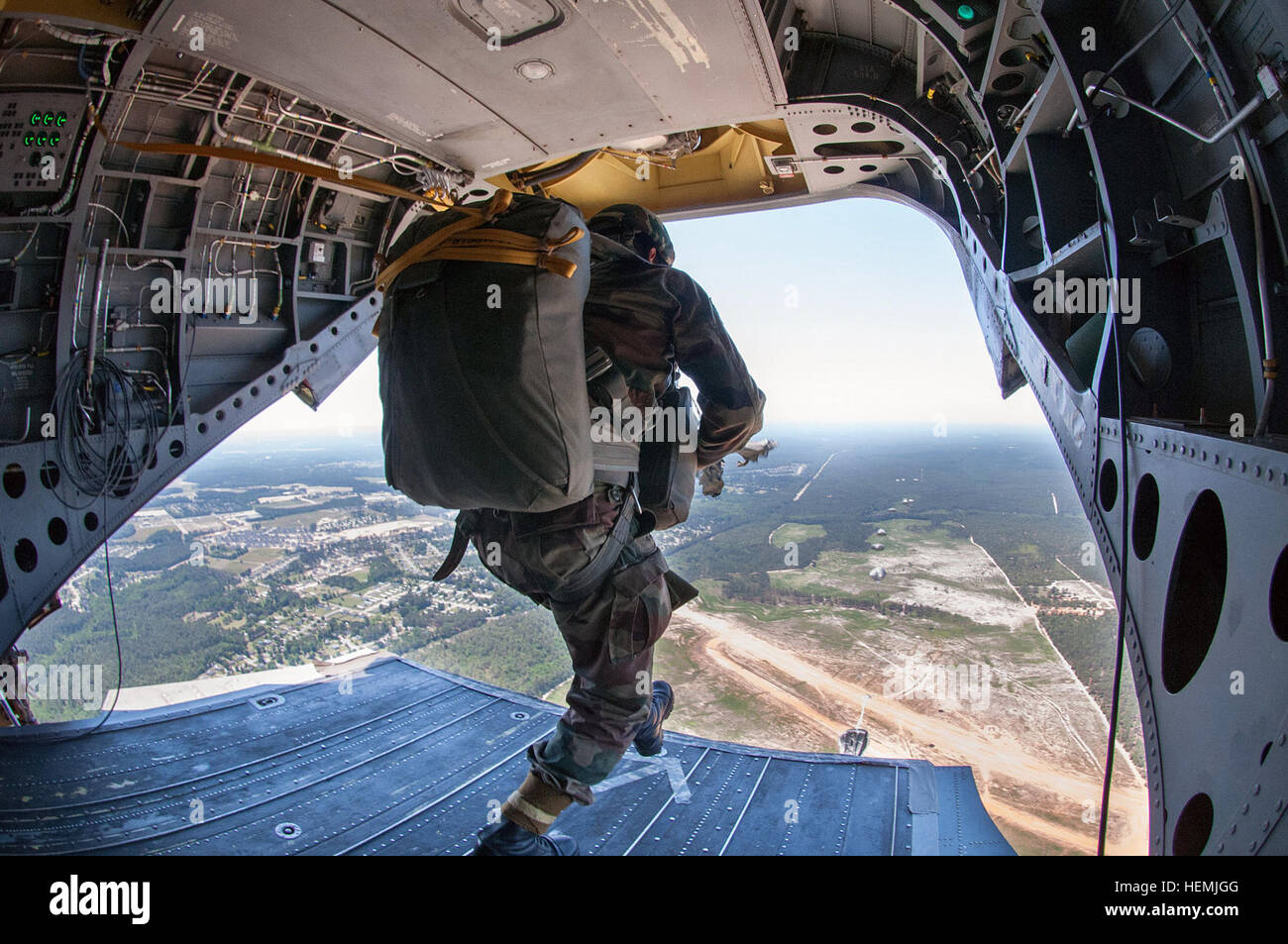 An Indian Army paratrooper with the 50th Independent Para Brigade exits ...