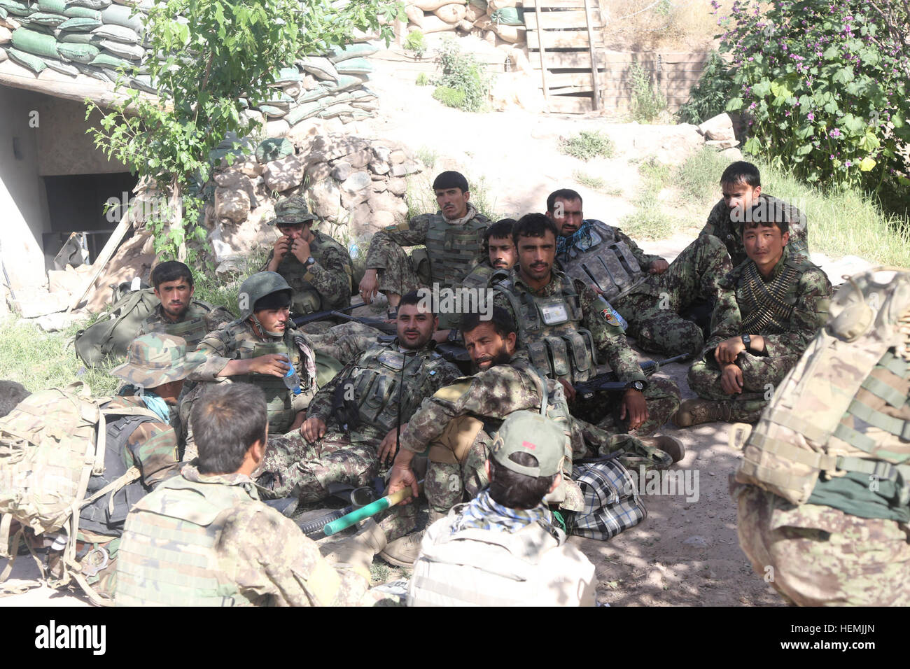 Afghan National Army soldiers prepare for evacuation outside of Hesarak ...