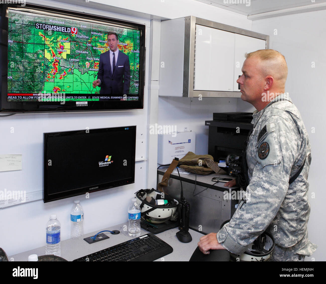 Members of the 63rd Civil Support Team, Oklahoma National Guard monitor ...
