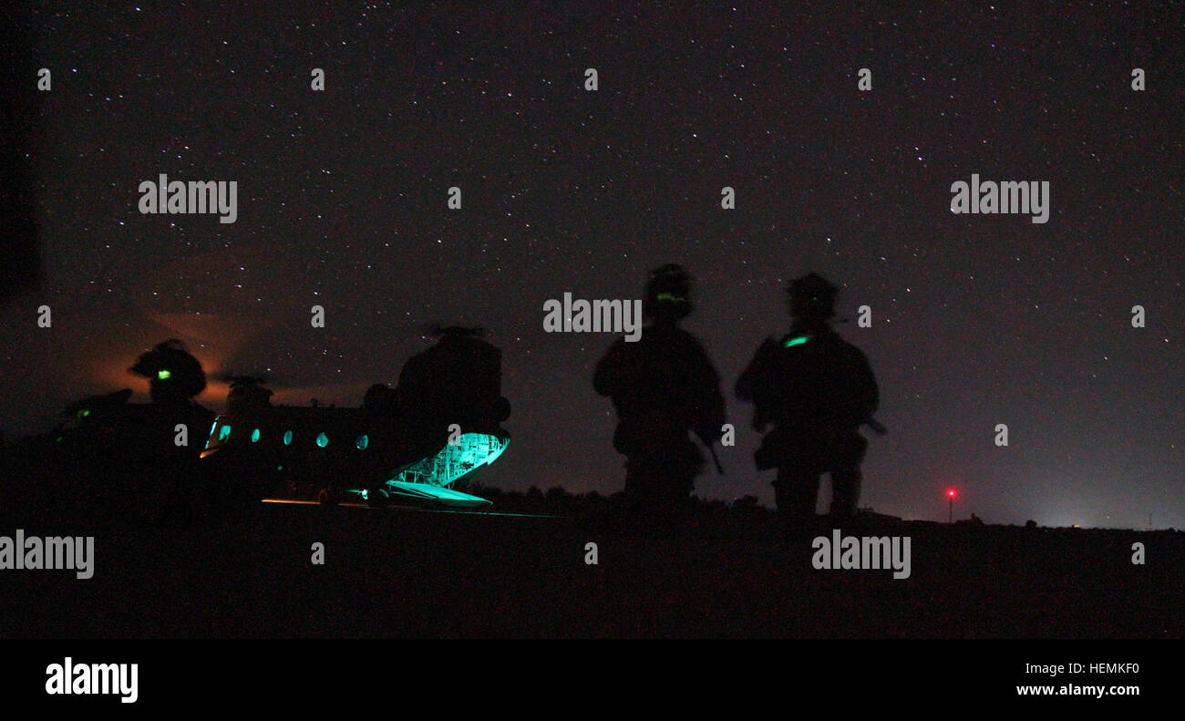 CH-47 Chinook flight crew members conduct preflight checks prior to ...