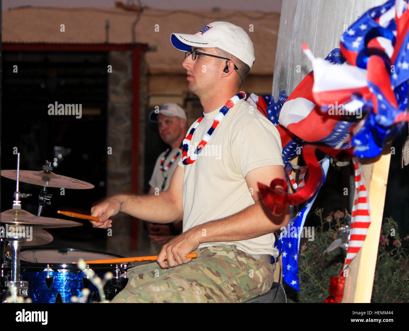 U.S. Army Spc. Stephen Thacker, drummer for the 101st Airborne Division ...