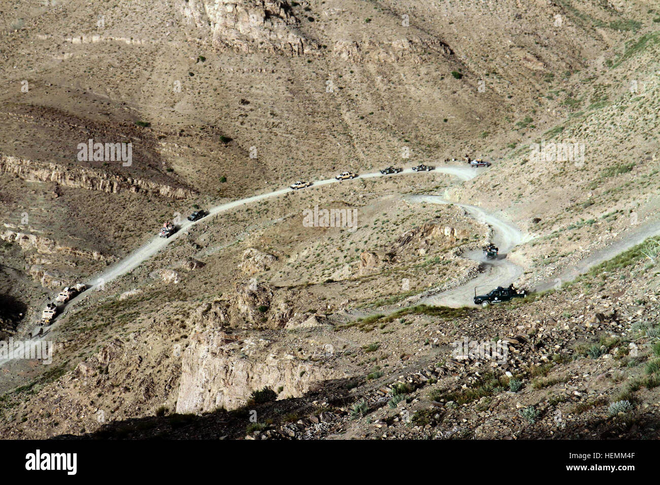 Afghan National Army soldiers and Afghan Uniformed police conduct route ...
