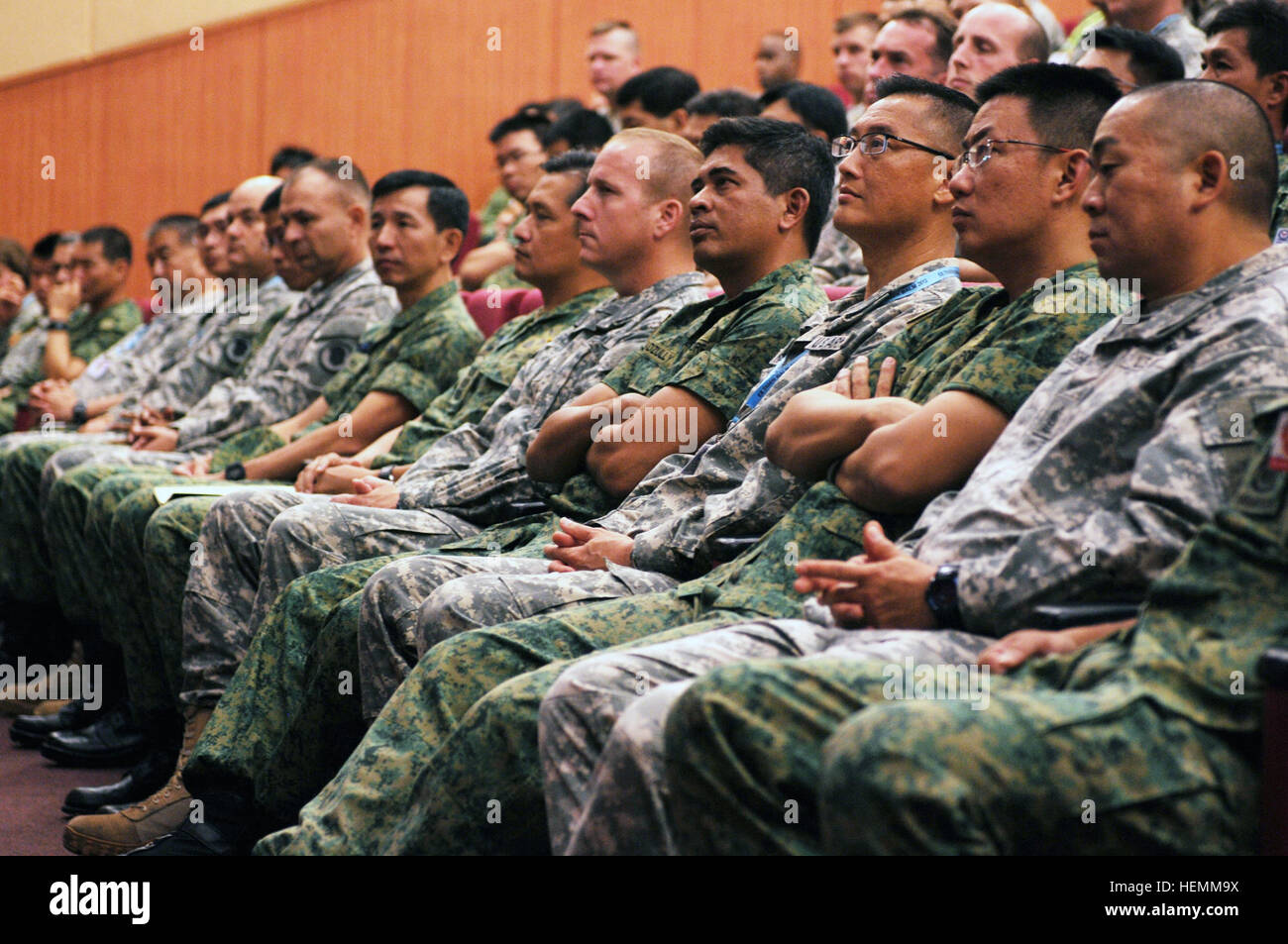 U.S. and Singapore soldiers participate in the opening ceremony of ...