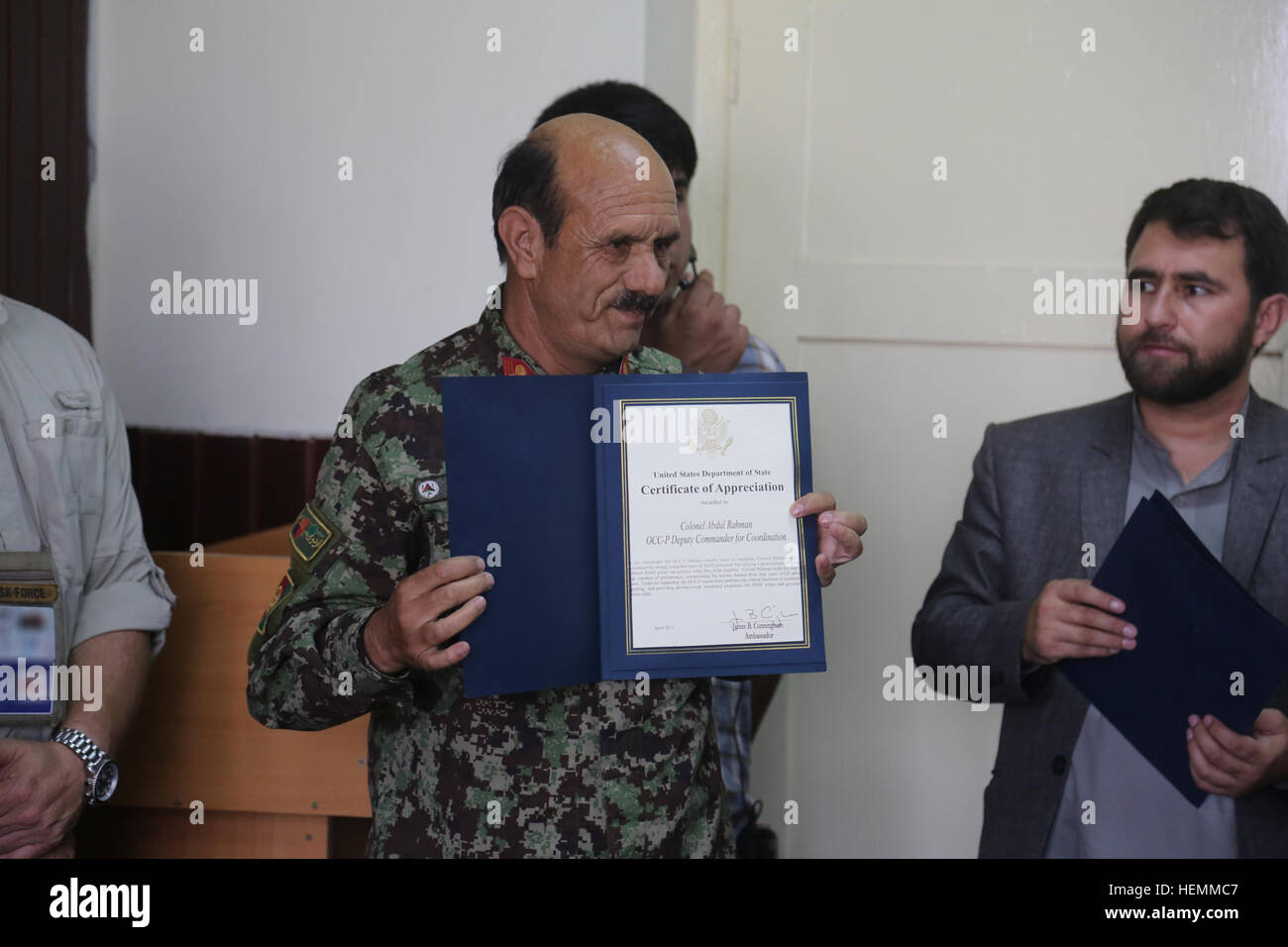 Deputy Commander for Coordination Col. Abdul Rahman displays his ...