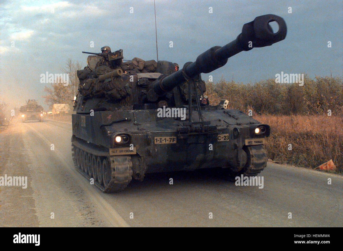 A US Army United Defense LP M109 155mm Paladin Self-propelled Howitzer, 1Bn/7FA, 1st Infantry ...