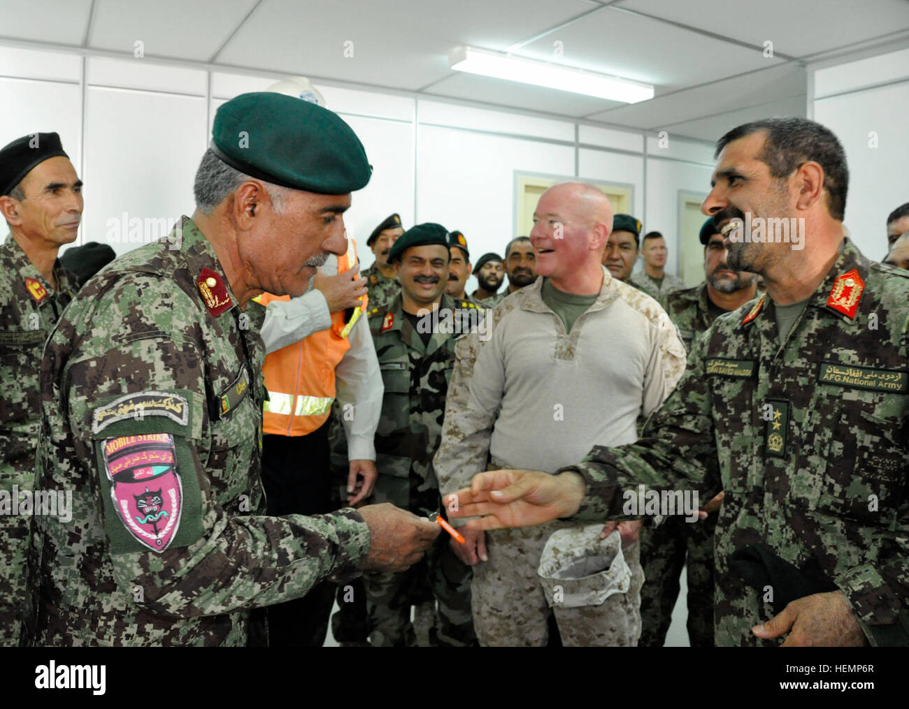 Afghan National Army Maj. Gen. Sayed Malook, (far right) commander of ...